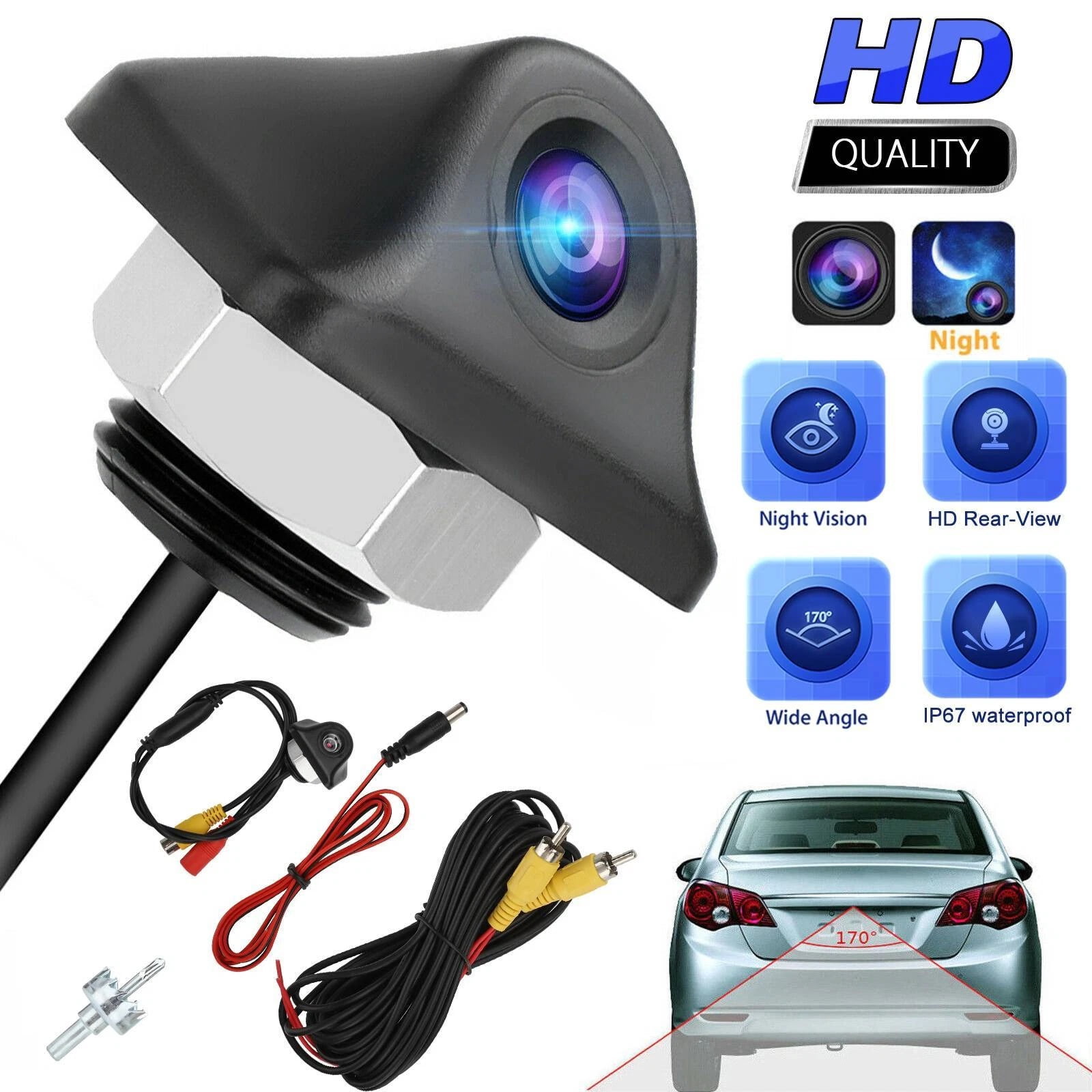 170° Car Rear View Backup Camera Reverse Parking Cam Waterproof HD ...