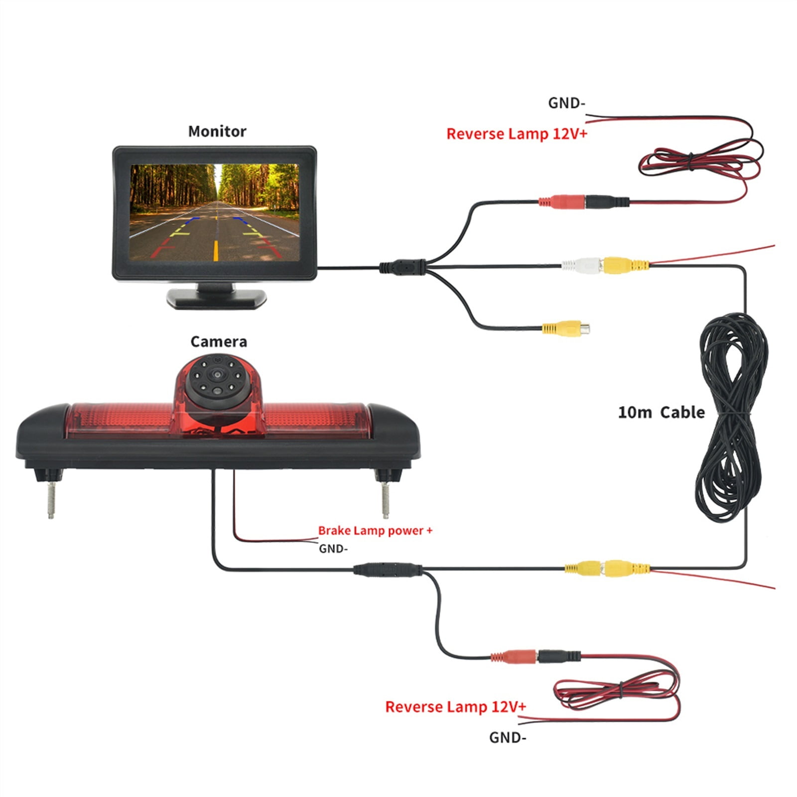 170 Degree Rear View Camera Brake Light & 4.3Inch Monitor For 2006-2015 ...