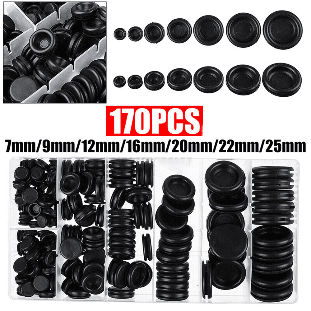 "170-Piece Universal Rubber Grommet Assortment Kit - Firewall Hole ...