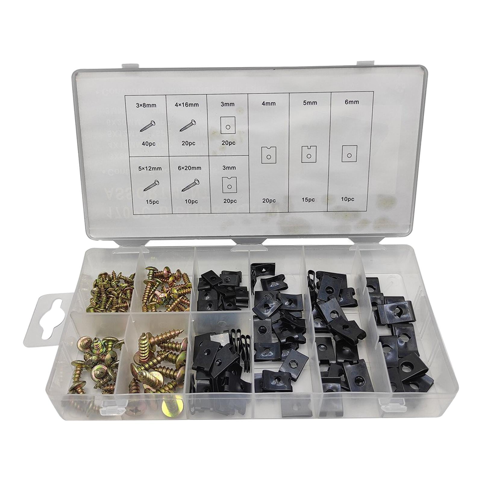 170 Pieces Assortment Metal Clip Nut Screw Hardware Replacement with ...