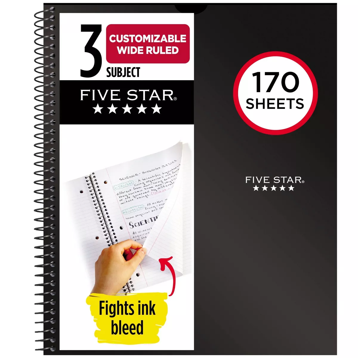 170 Sheets 3 Subject Wide Ruled Customizable Notebook Feature Rich ...