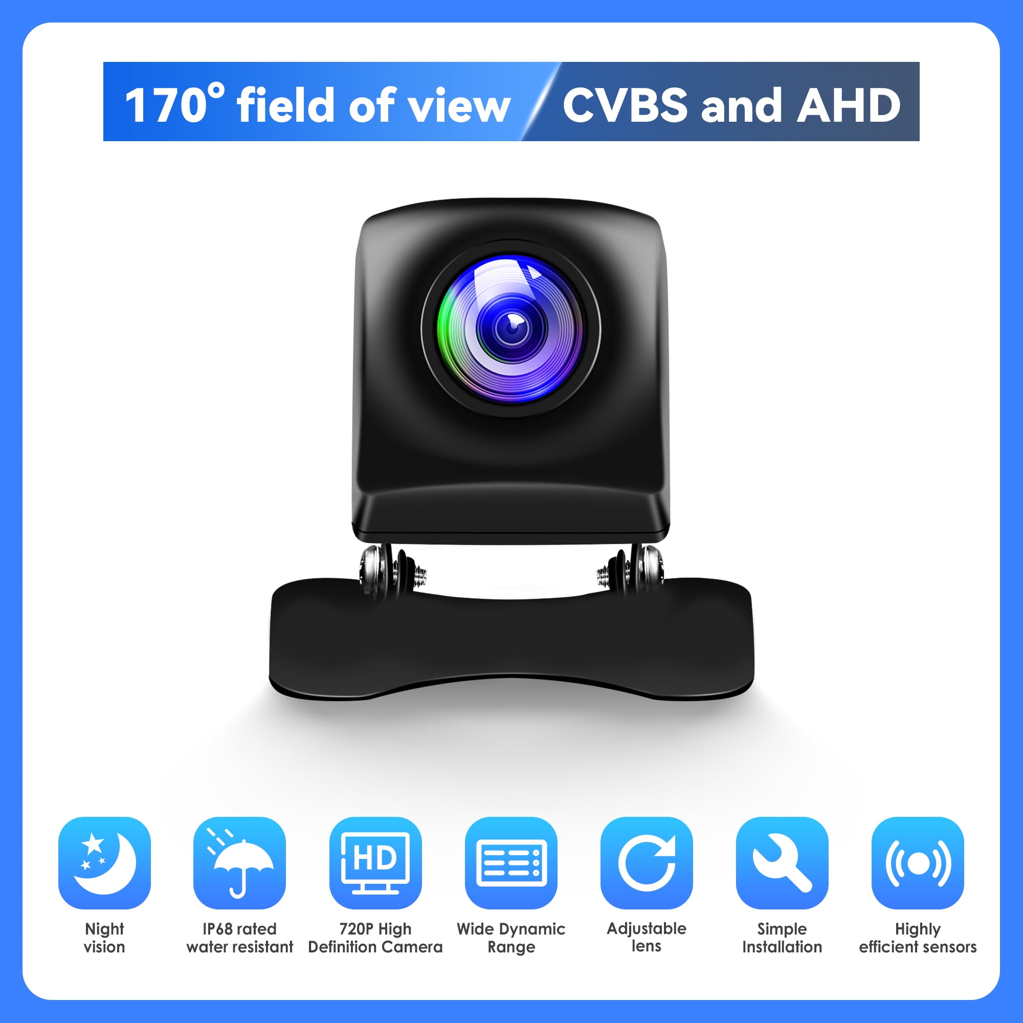 170° Wide Angle Night Vision Car Rear View Back Up Reverse Camera 720P ...