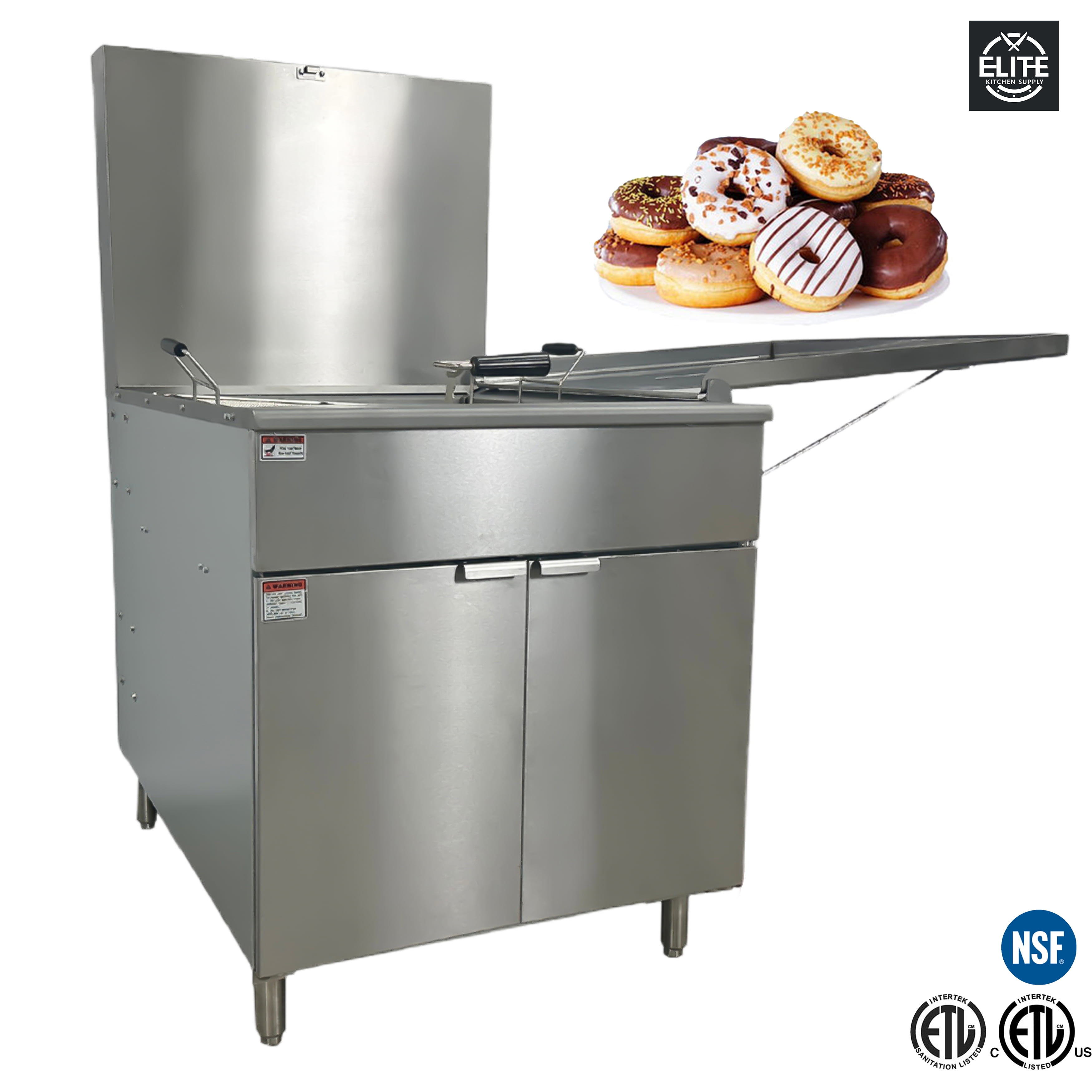 170 lbs Commercial Donut Fryer, Flat Bottom Funnel Cake Donut Fryer, 4 ...