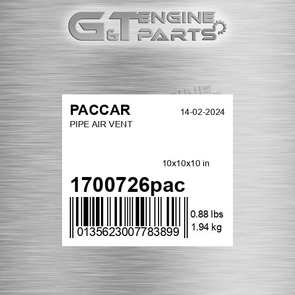 1700726PAC PIPE AIR VENT fits Paccar (New OEM) - Walmart.com