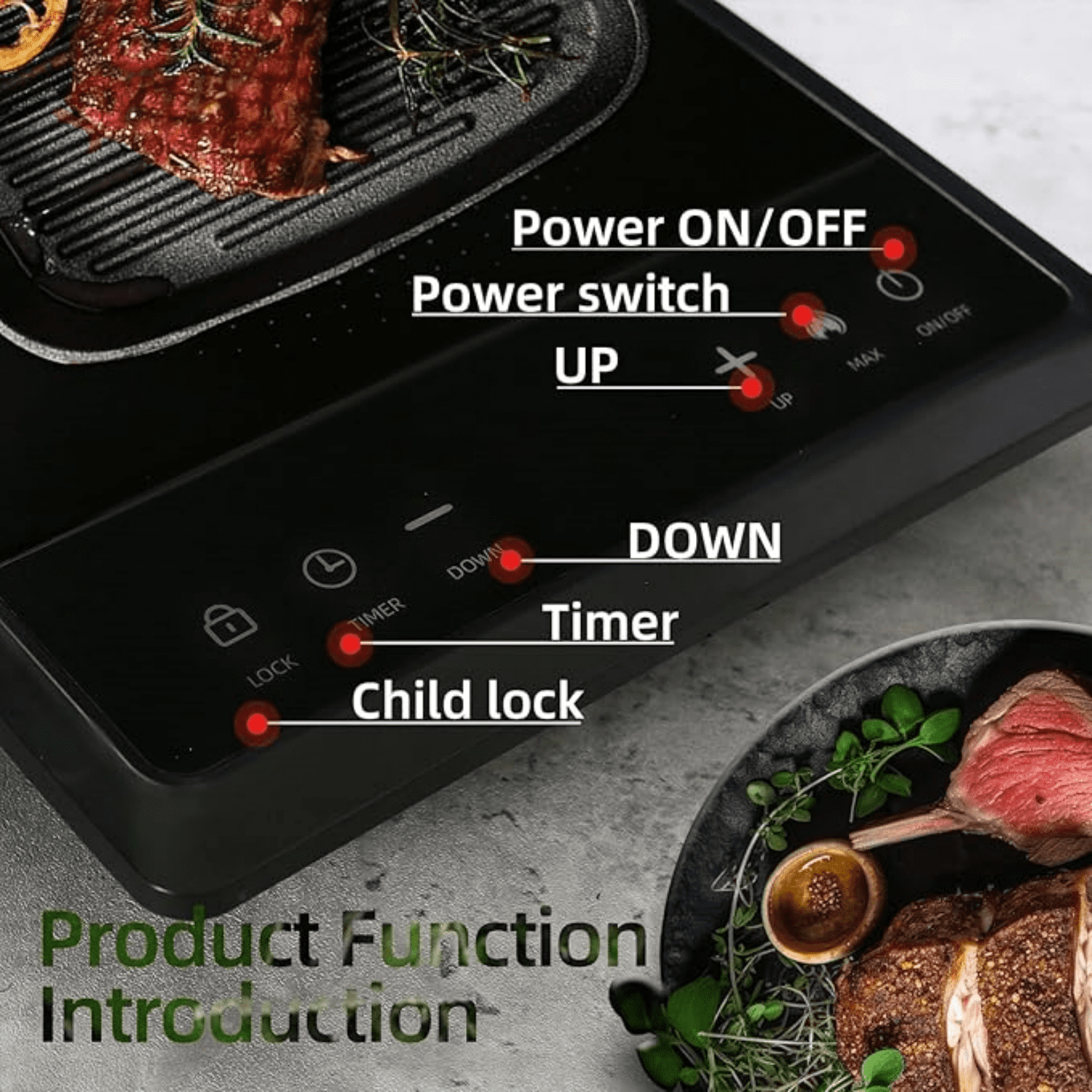 1700W Portable Induction Cooktop,Electric Induction Cooker and Burner ...