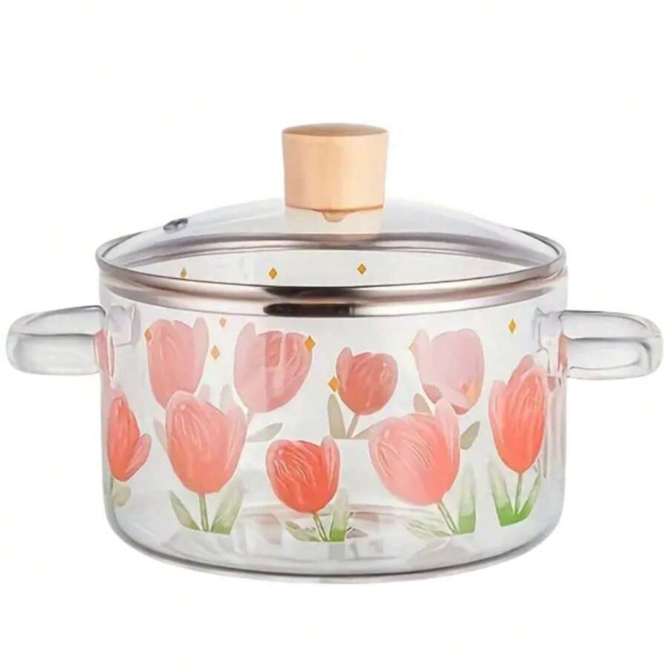 1700ml Tulip-Shaped Heat-Resistant Glass Cooking Pot with High ...