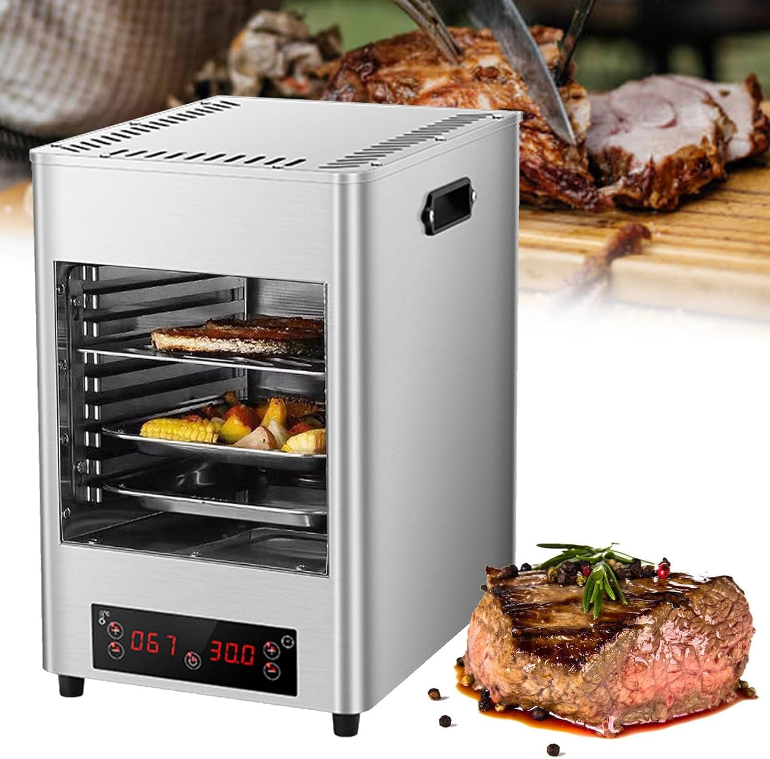 1700w Indoor Electric Steak Broiler,8-Layer Portable Countertop Oven ...