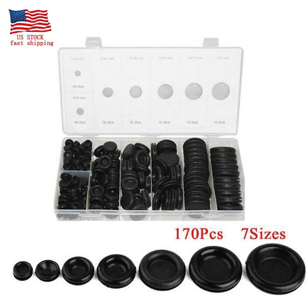 170Pc Rubber Grommet Assortment Kit Set Firewall Hole Electrical Wiring ...
