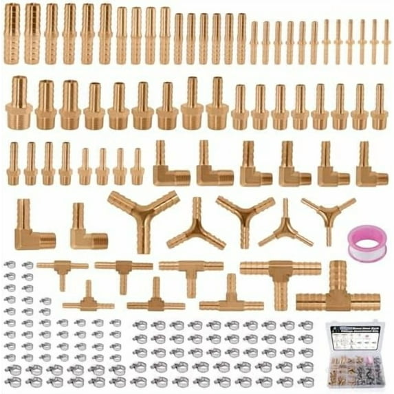 170Pcs Brass Hose Barb Fittings Assortment Kit Splicer Mender,Adaptor ...