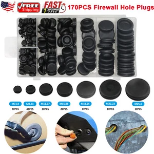170Pcs Rubber Grommet Firewall Solid Hole Plug Assortment Kit For Wire ...