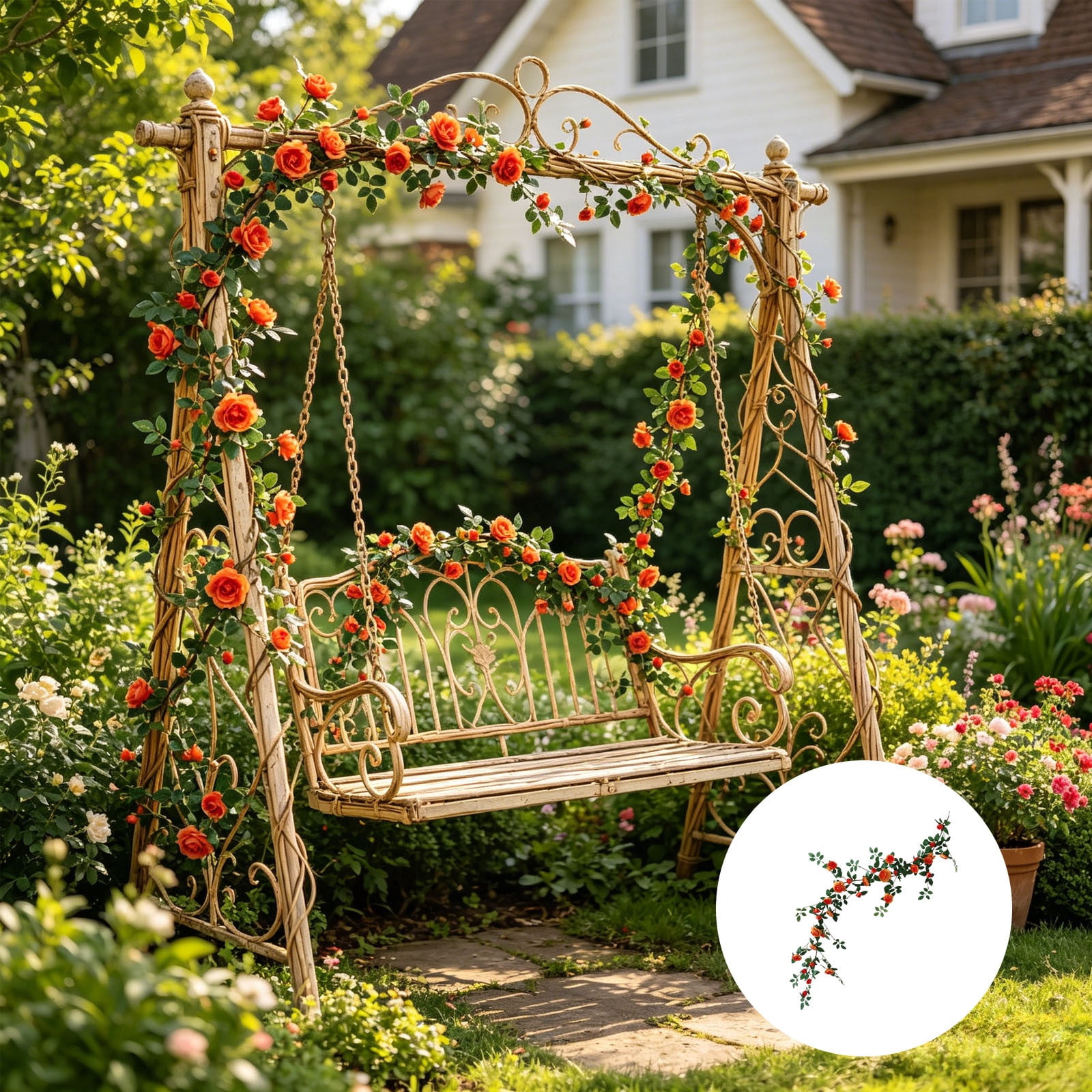 170cm Artificial Rose Vine Garland Fake Hanging Floral Ivy Wedding Arch ...