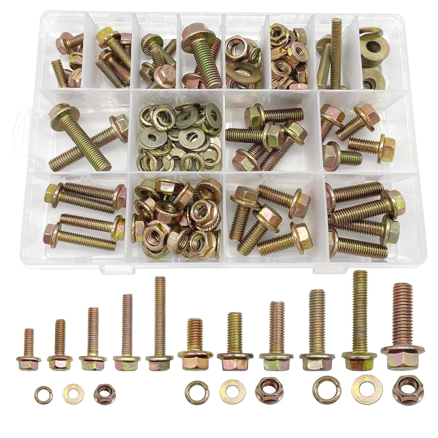 170pcs Metric Flange Bolt Assortment, Nuts and Bolts Assortment Kit ...