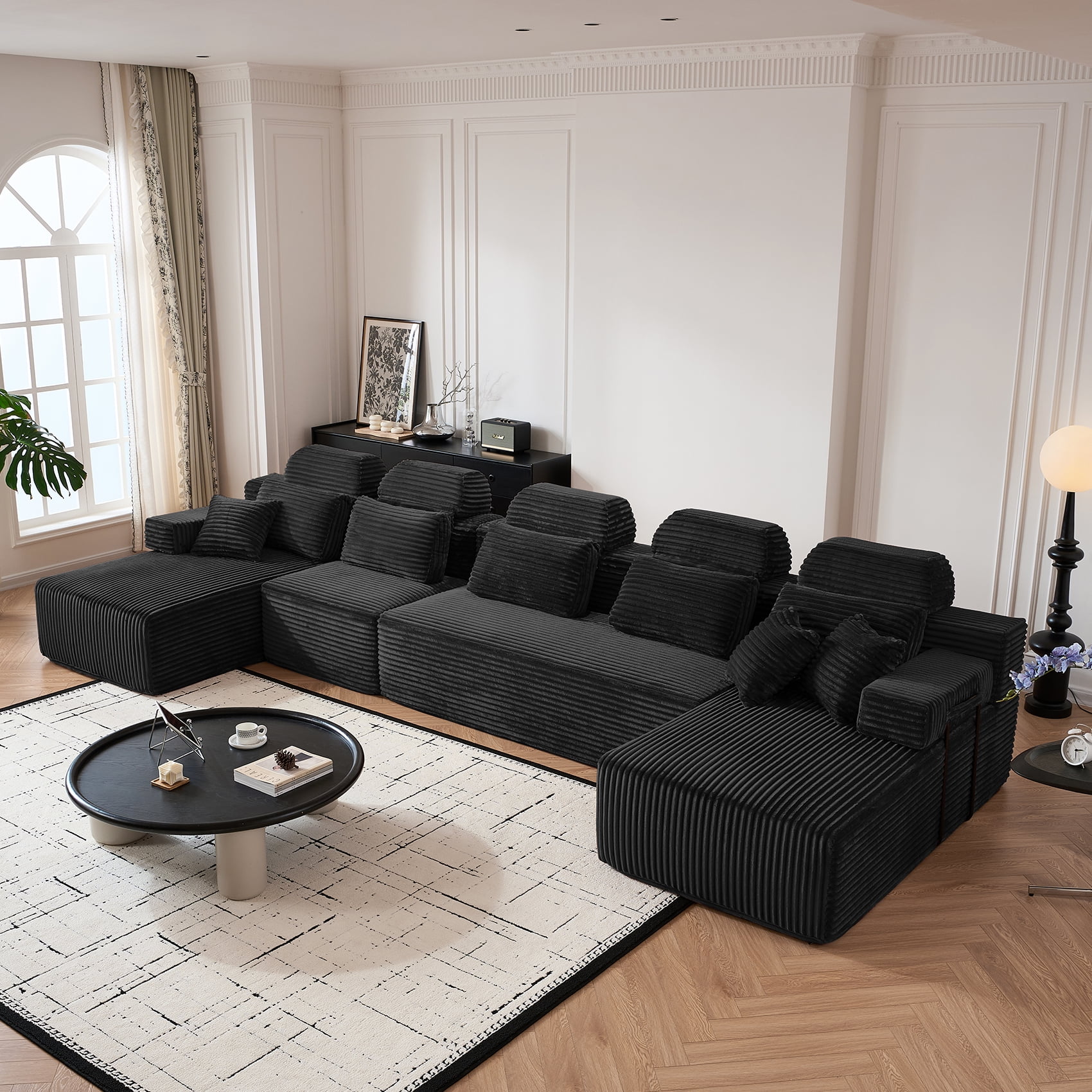 171" Oversize U-Shaped Modular Sectional Sofa Chaise Couch Back & Head ...