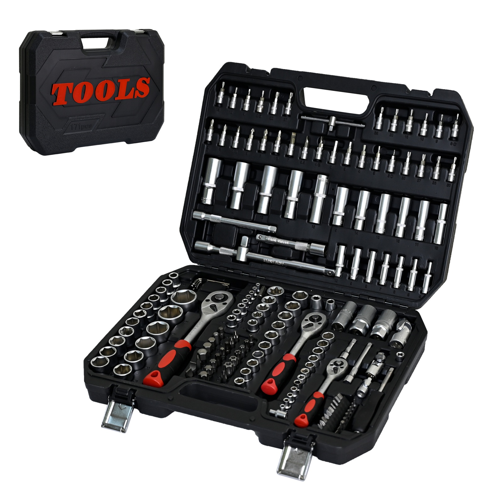 171-Piece Tool Set with Locking Toolbox, Complete Socket & Ratchet ...