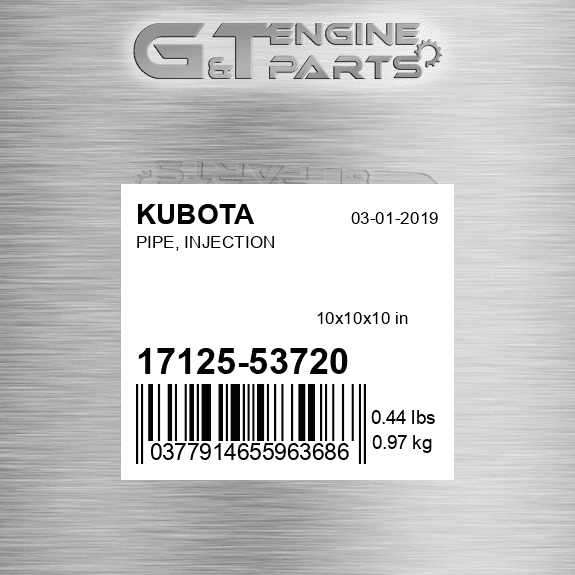 17125-53720 PIPE, INJECTION fits KUBOTA (New OEM) - Walmart.com