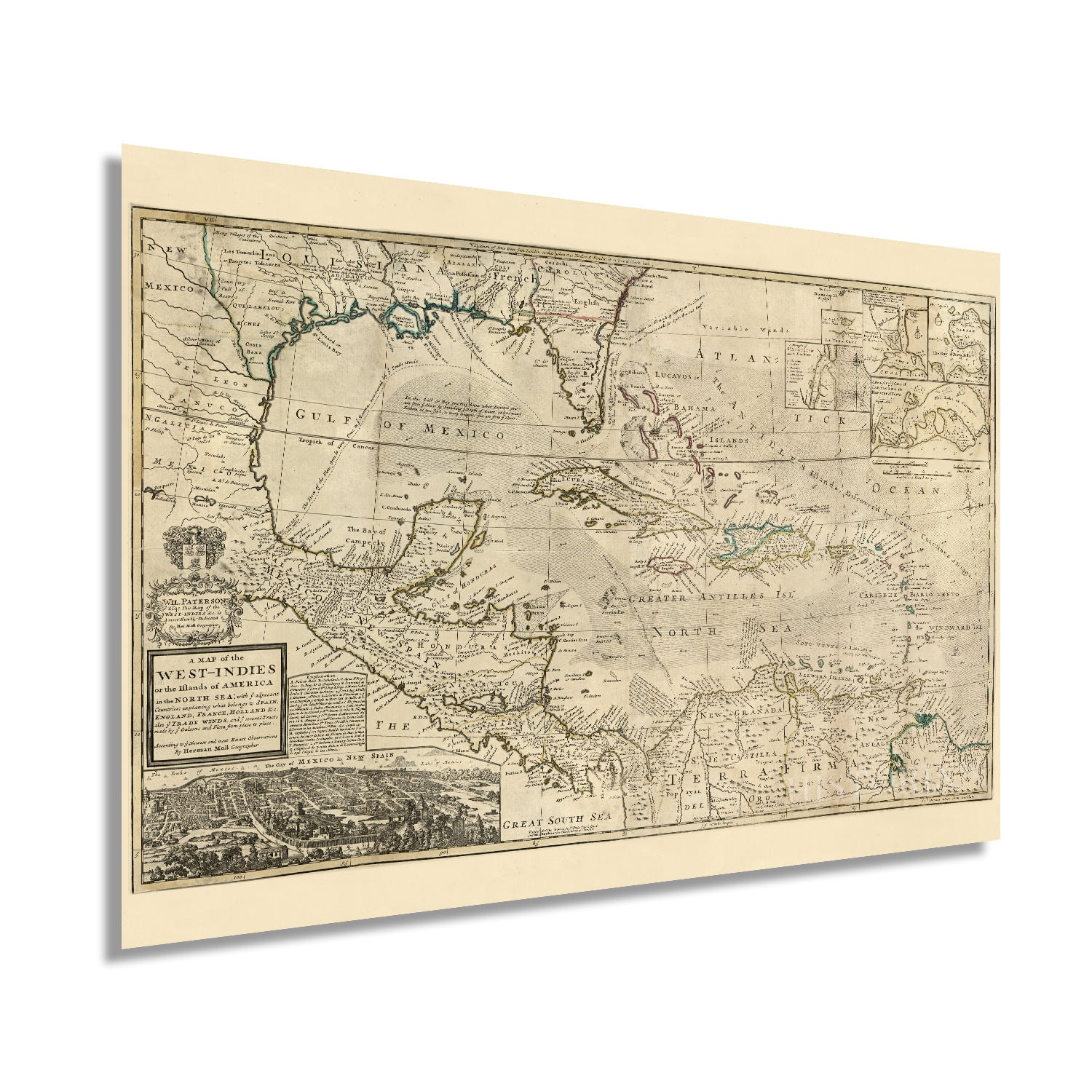 1715 Map of West Indies Islands of America - Vintage Map Wall Art ...