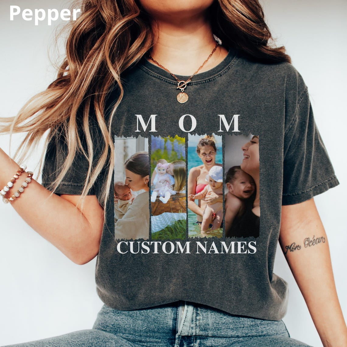 1717 Mom Photo Collage Tee – ’ Names Gift Shirt, Vintage Soft Uni Mom Life T-Shirt - Walmart.com