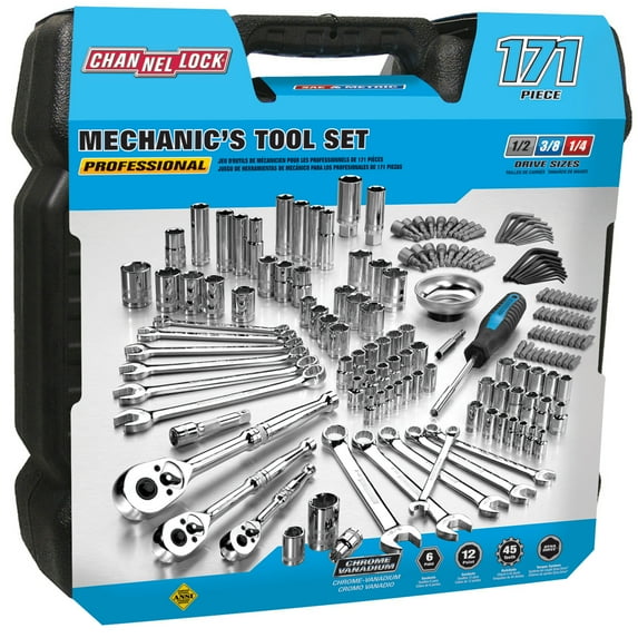 CHANNELLOCK Mechanic's Tool Set, Includes Standard SAE and Metric Sizes ...