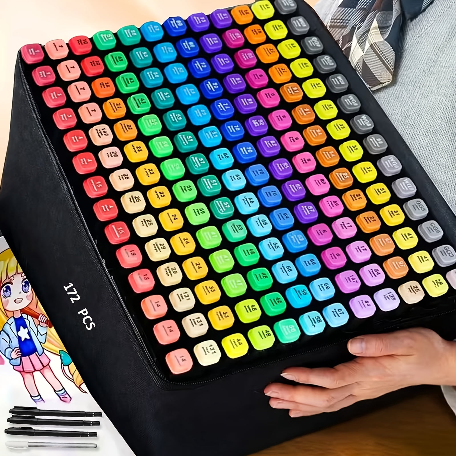 172-Piece Dual Tip Art Markers Set, Fine & Chisel Tip Sketch Pens for ...