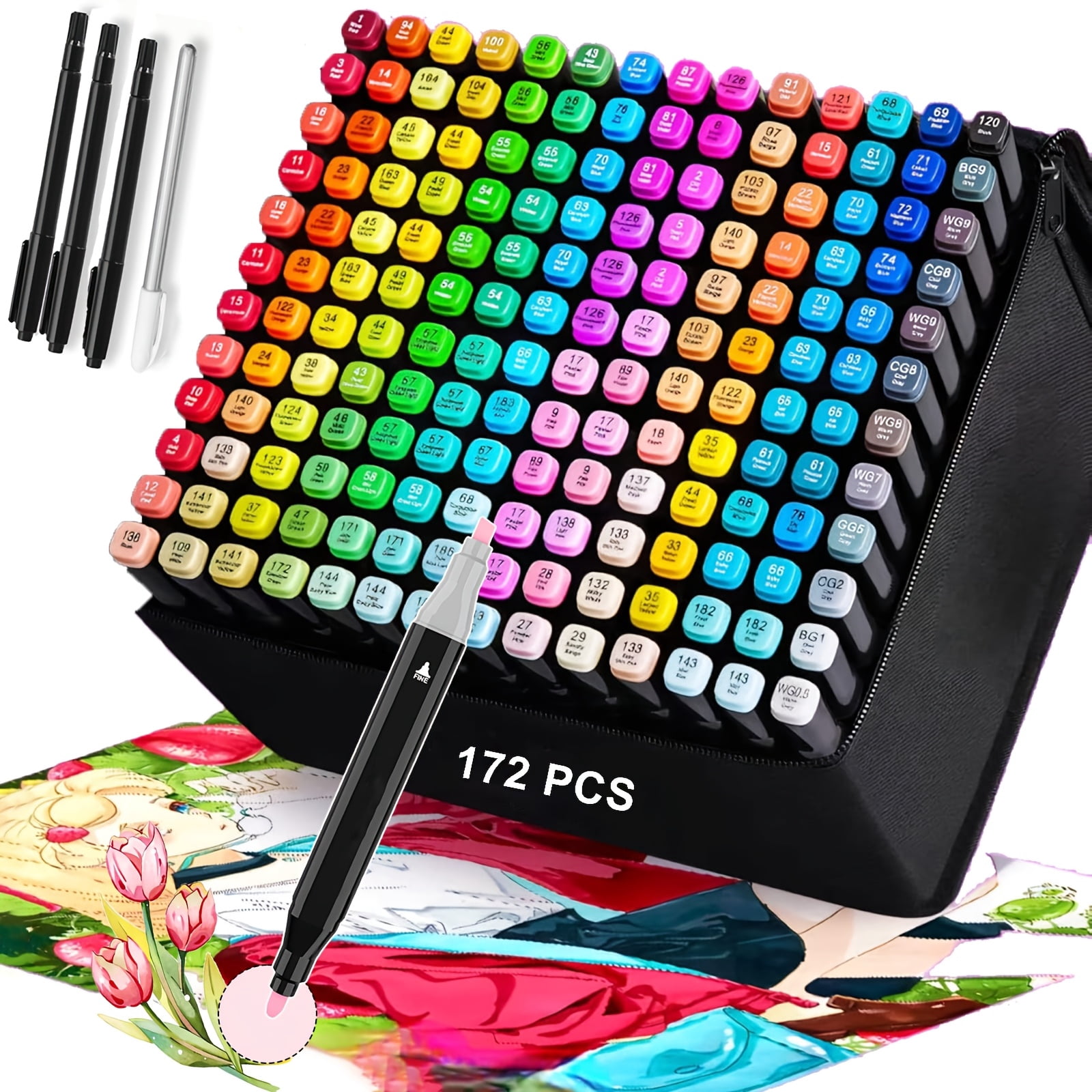 172 Pieces Dual Tip Art Markers Chisel & Fine Point Sketch Pens for ...