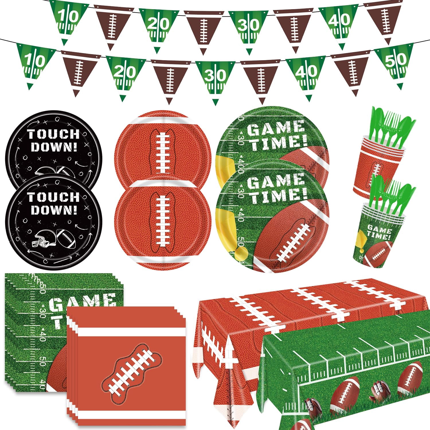 172Pcs Football Party Decorations DHF10 Serves 24 Guests Football Theme ...