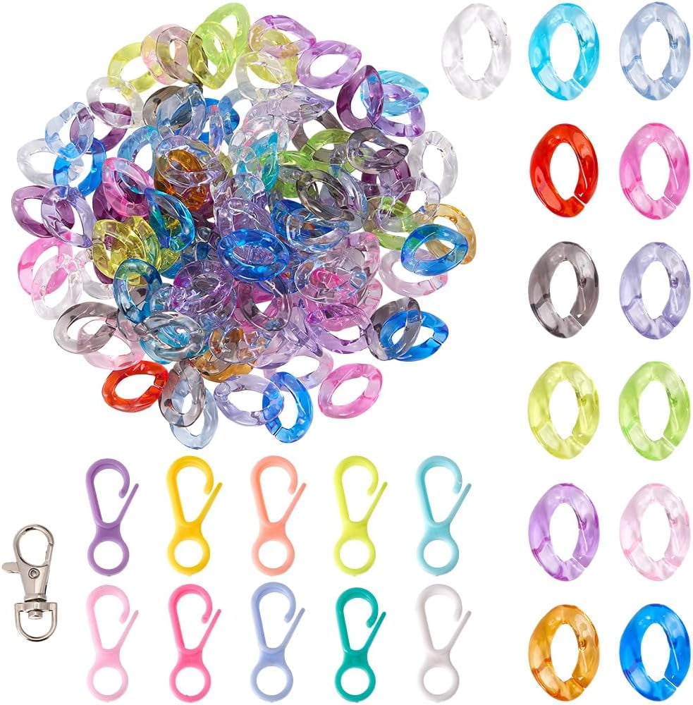 172Pcs Plastic Lobster Clasp Acrylic Chain Links Bulk Colorful Lobster ...