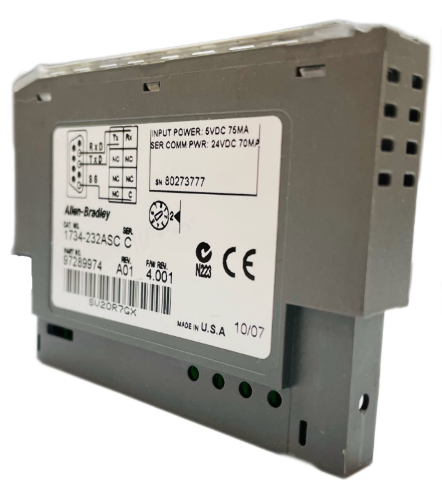 1734-232ASC Interface Module, POINT I/O, ASCII Input, 1 Channel, Full ...