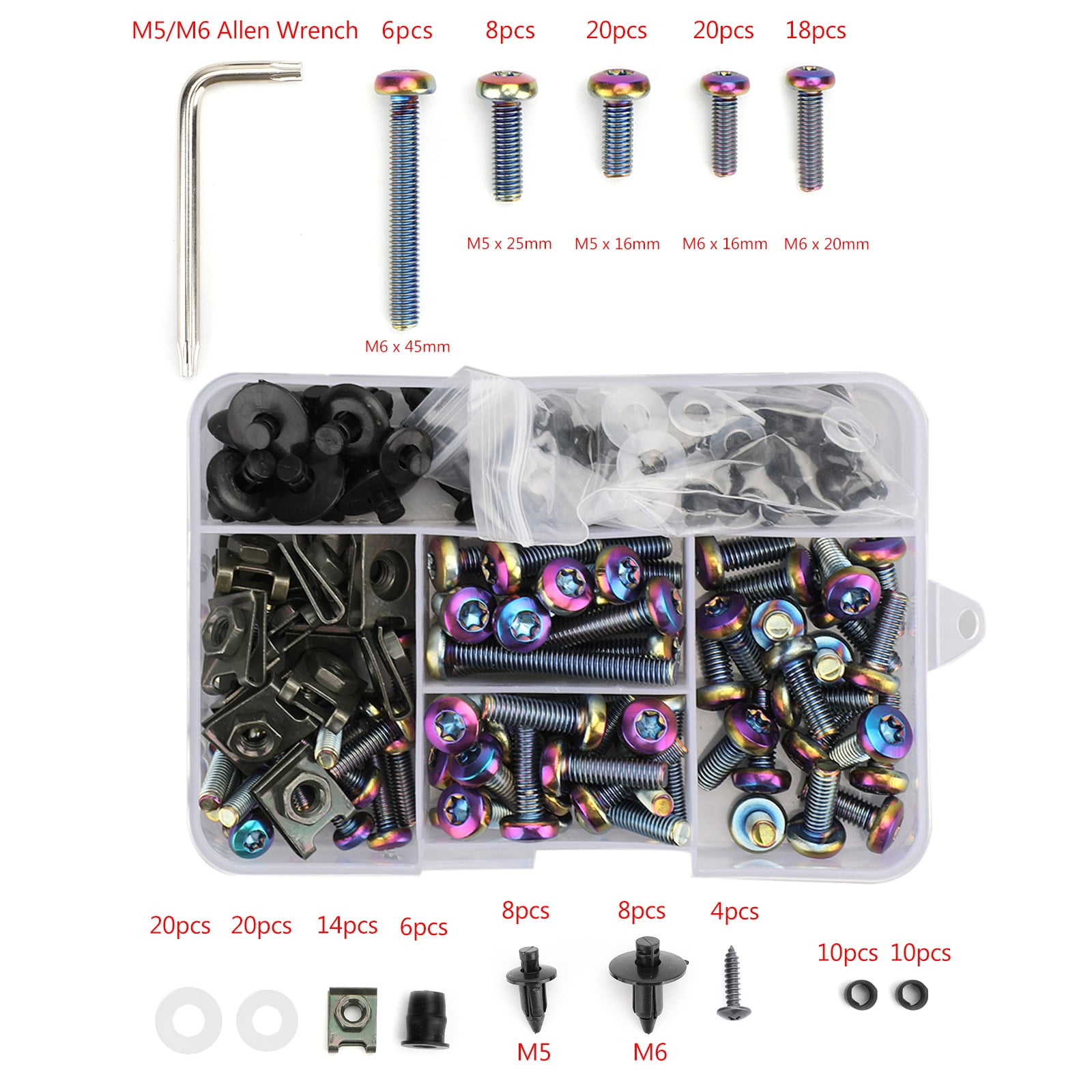 VIPIH 173PCS Burnt Titanium Motorcycle Windscreen Fairing Bolts ...