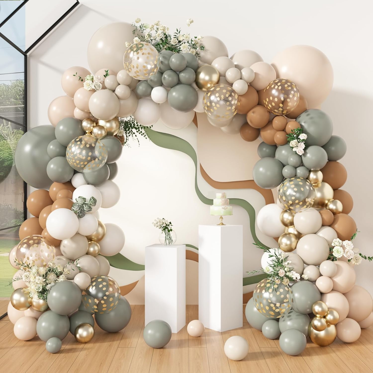 173Pcs Dusty Blue Green Balloon Garland Arch Kit, Haze Fog Blue Ash ...