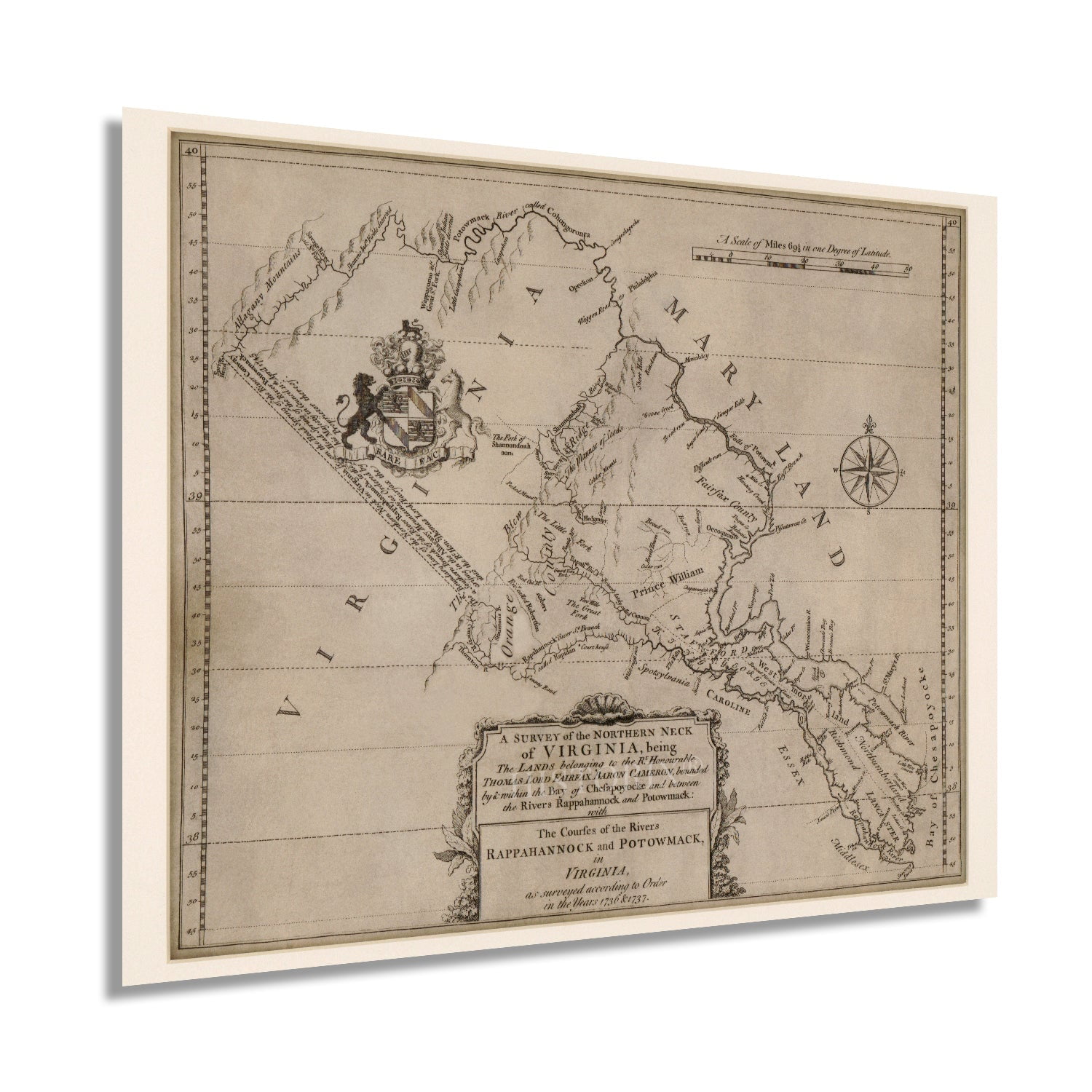 1747 Northern Neck of Virgina Map Print - Northern Virginia Vintage Map ...