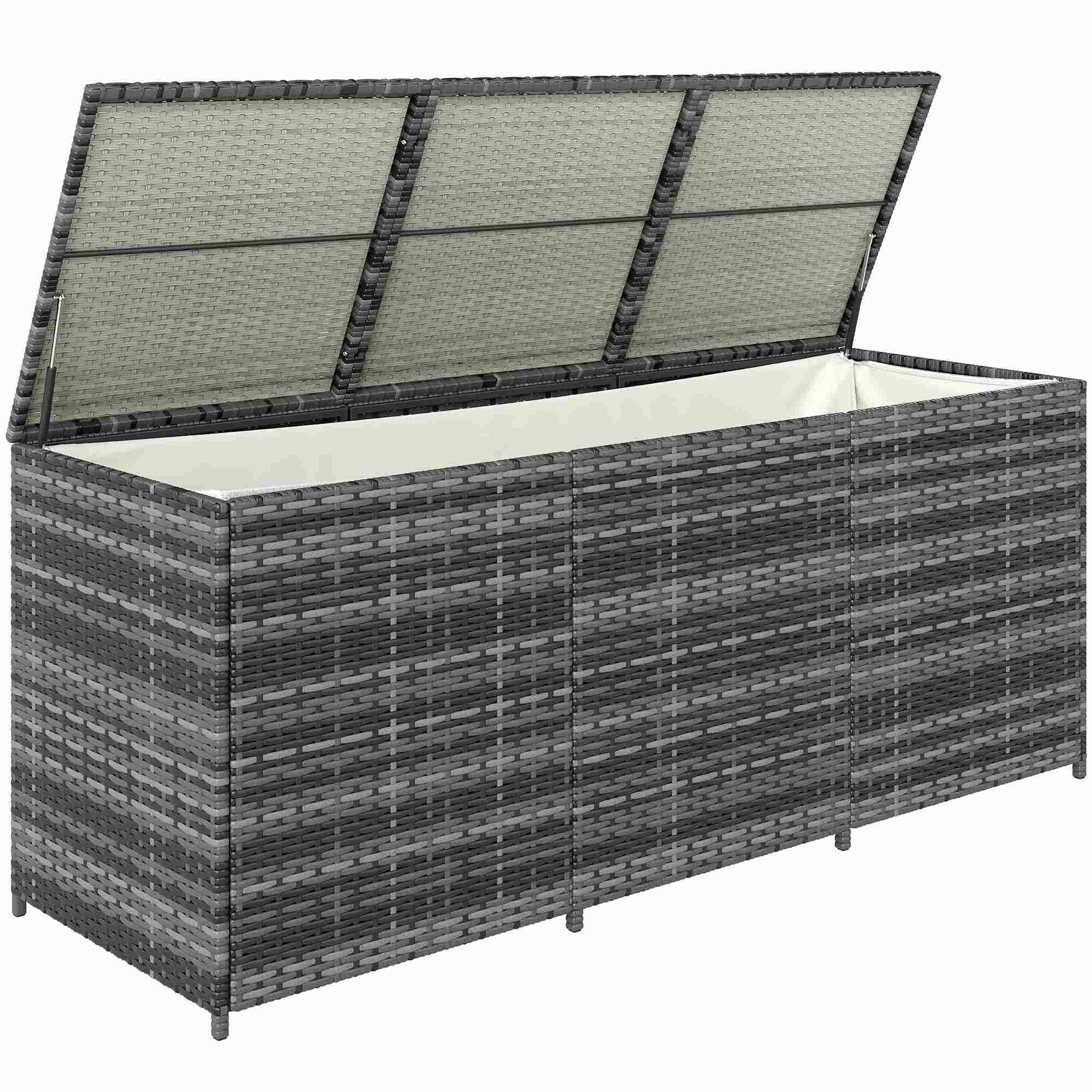175 Gallon Outdoor Storage Box, PE Rattan Deck Box with Liner ...