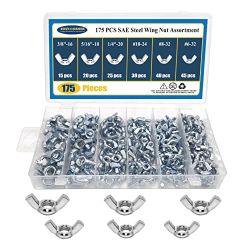 175 PCS Wing Nuts Fasteners Butterfly Wing Nuts SAE Steel Wing Nut ...
