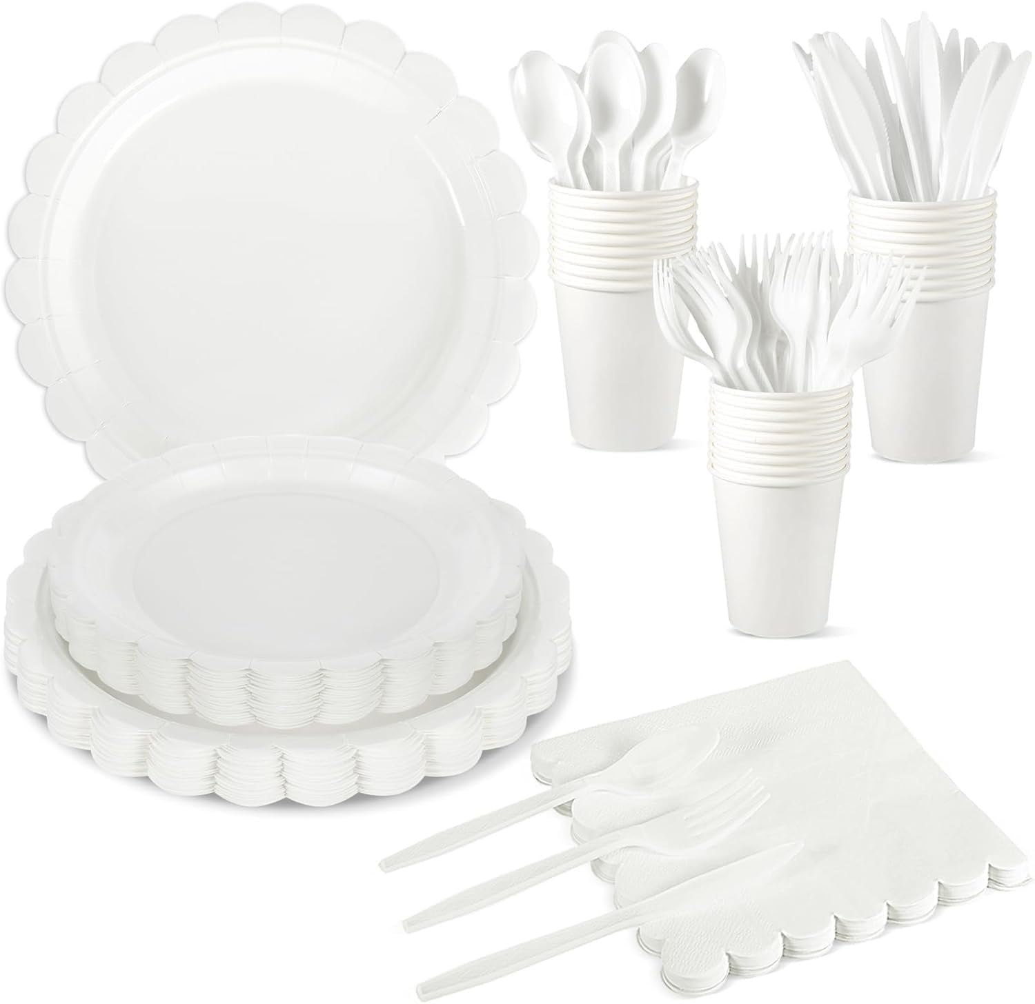 175 Pc Disposable Christmas TSF6 Plates and Napkins Set | Ivory Plates ...