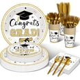 175 Pcs Graduation Tableware Set Party Supplies - Serves 25, Congrats ...