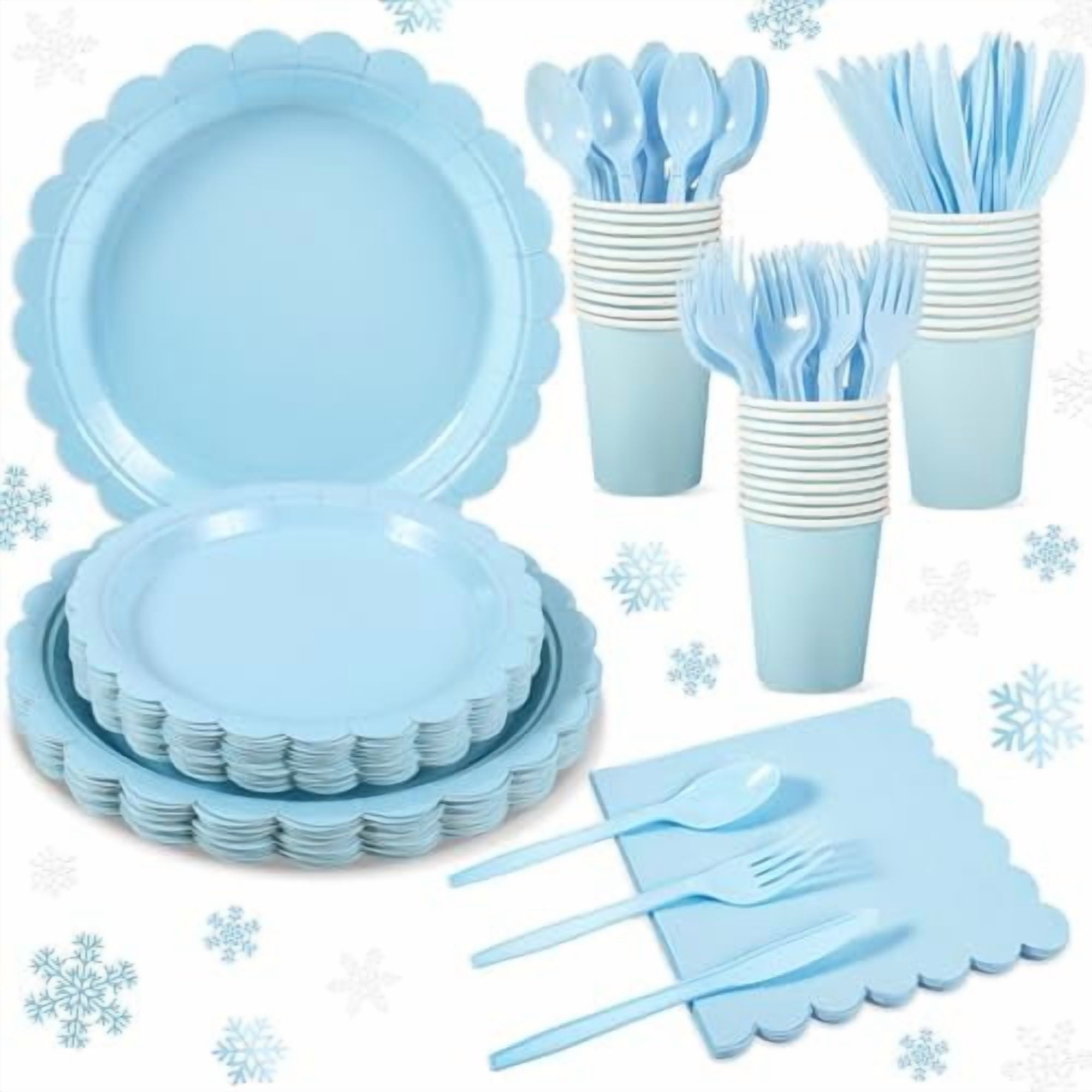 175 Pcs Light Blue Paper Plates and Napkins, Blue Party Supplies ...