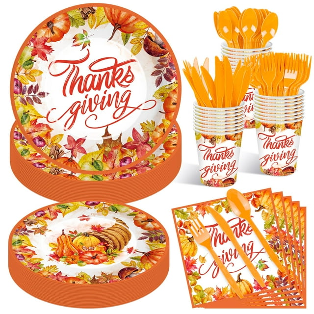 175 Pcs Thanksgiving Tableware Set - ZLK1 Serves 25, Harvest-Themed ...