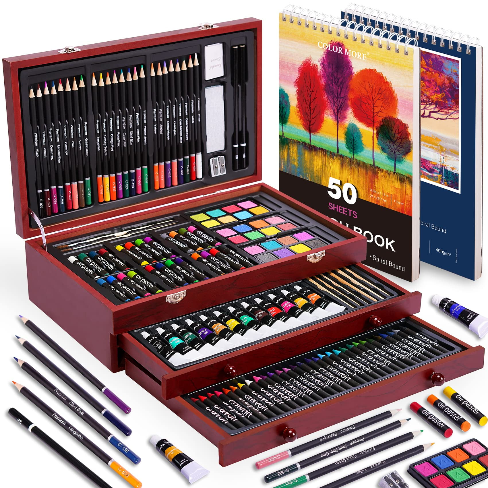 175 Piece Deluxe Art Set with BSL1 2 Drawing Acrylic Paints, Crayons ...