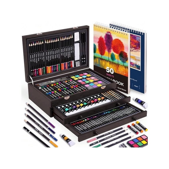175 Piece Deluxe Art Set With Drawing Pads, Acrylic Paints, Crayons ...