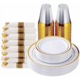 175 Piece Gold Plastic Dinnerware Set for 25 Guests, Fancy Disposable ...