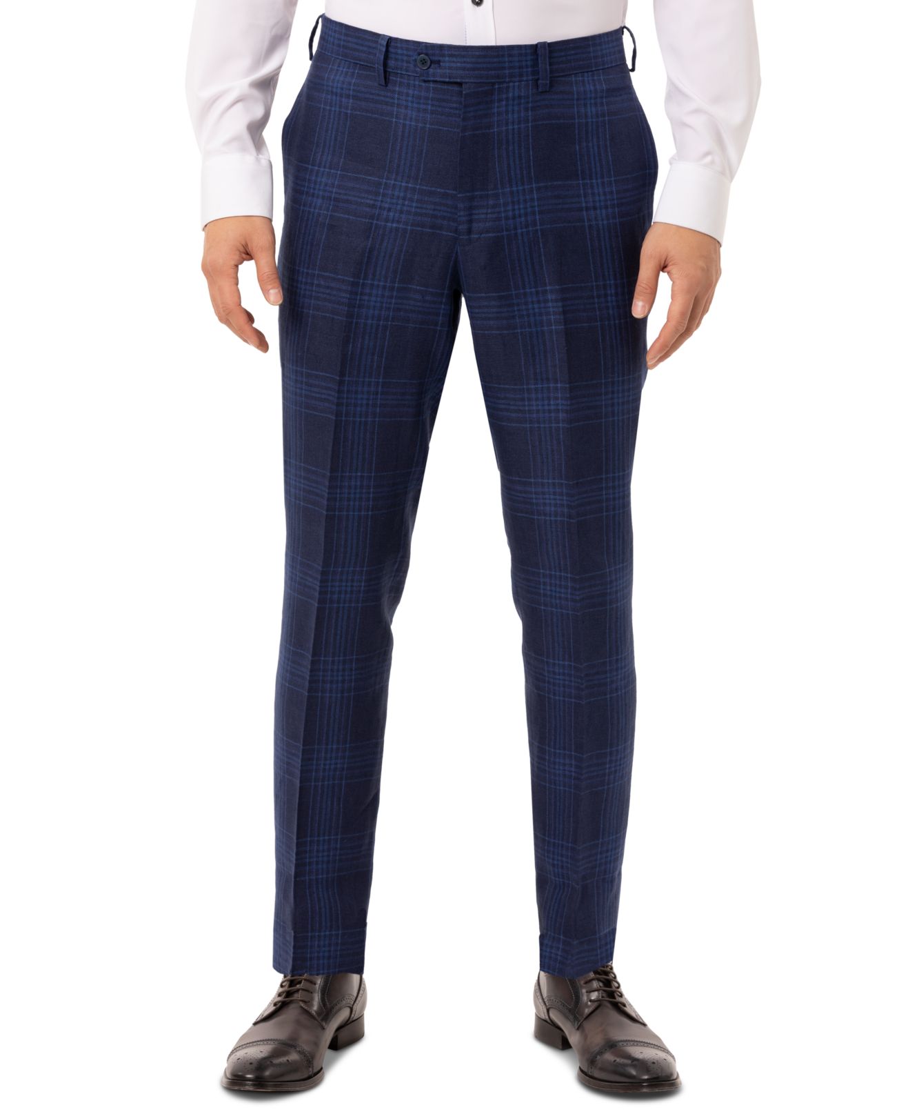 $175 Tallia Mens Slim-Fit Plaid Pant Line Blue 30Wx32L - Walmart.com
