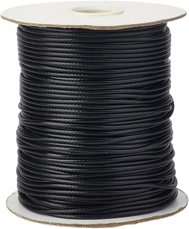175 Yards 0.5MM Black Waxed String Waxed Thread Macrame Cord Polyester ...