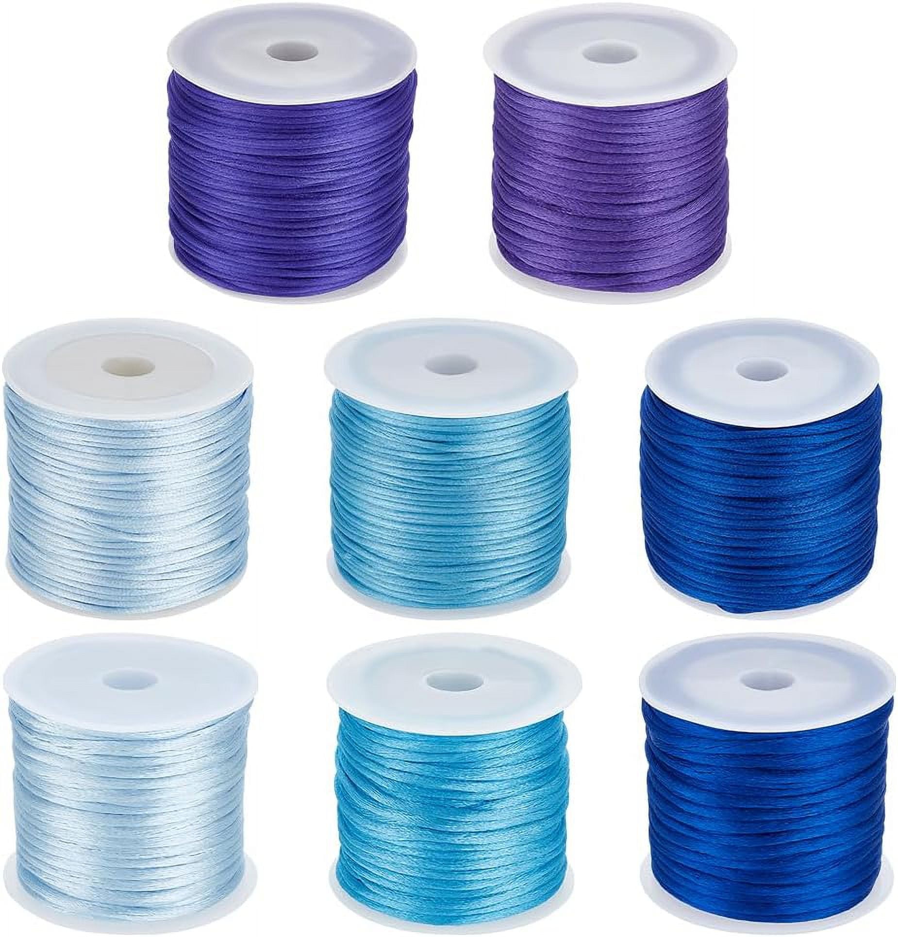 175 Yards 8 Styles Nylon Beading String 1mm/2mm Blue Nylon Satin String ...