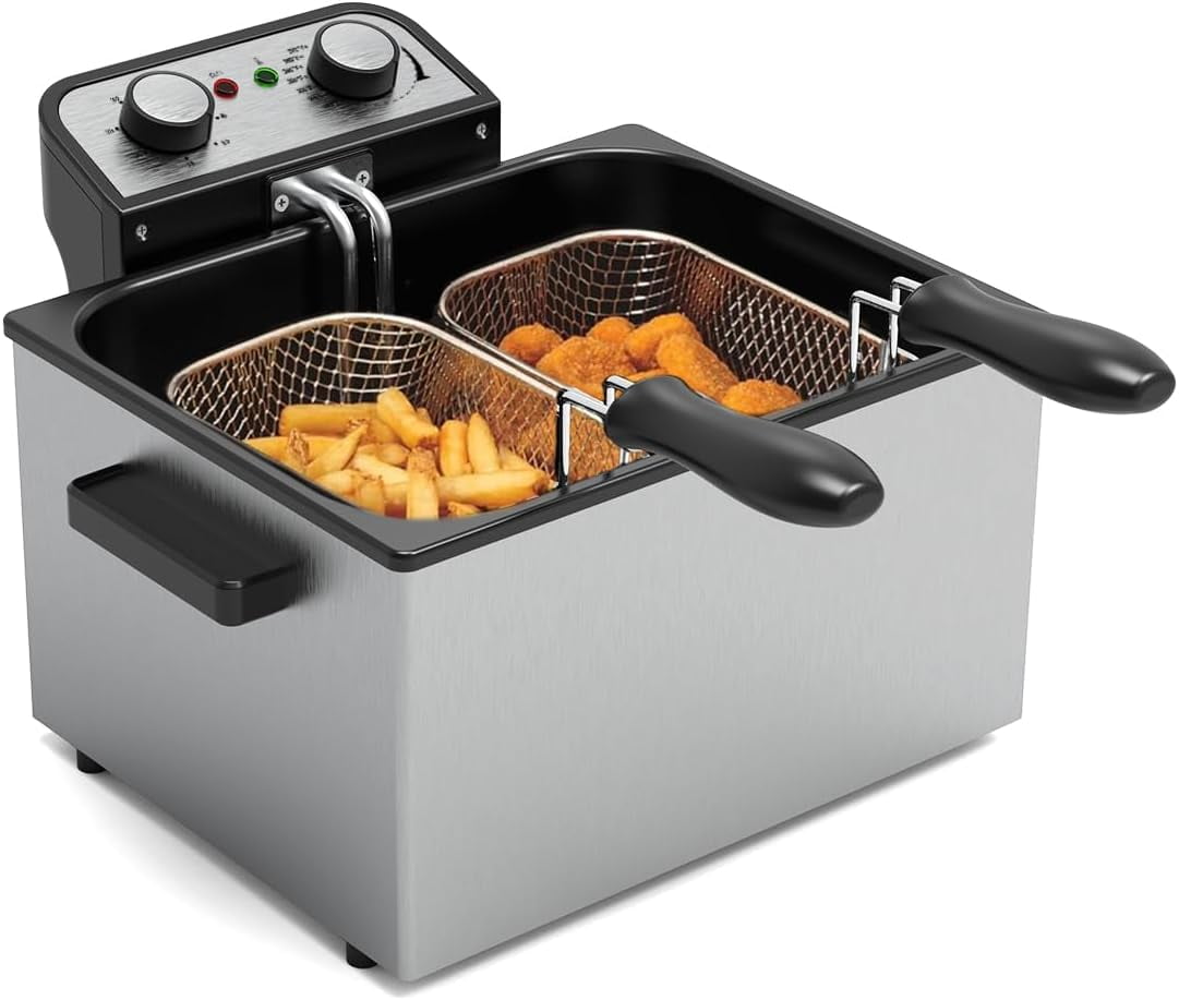 1750W Electric Deep Fryer with Basket,5L /21 Cups Stainless Steel ...