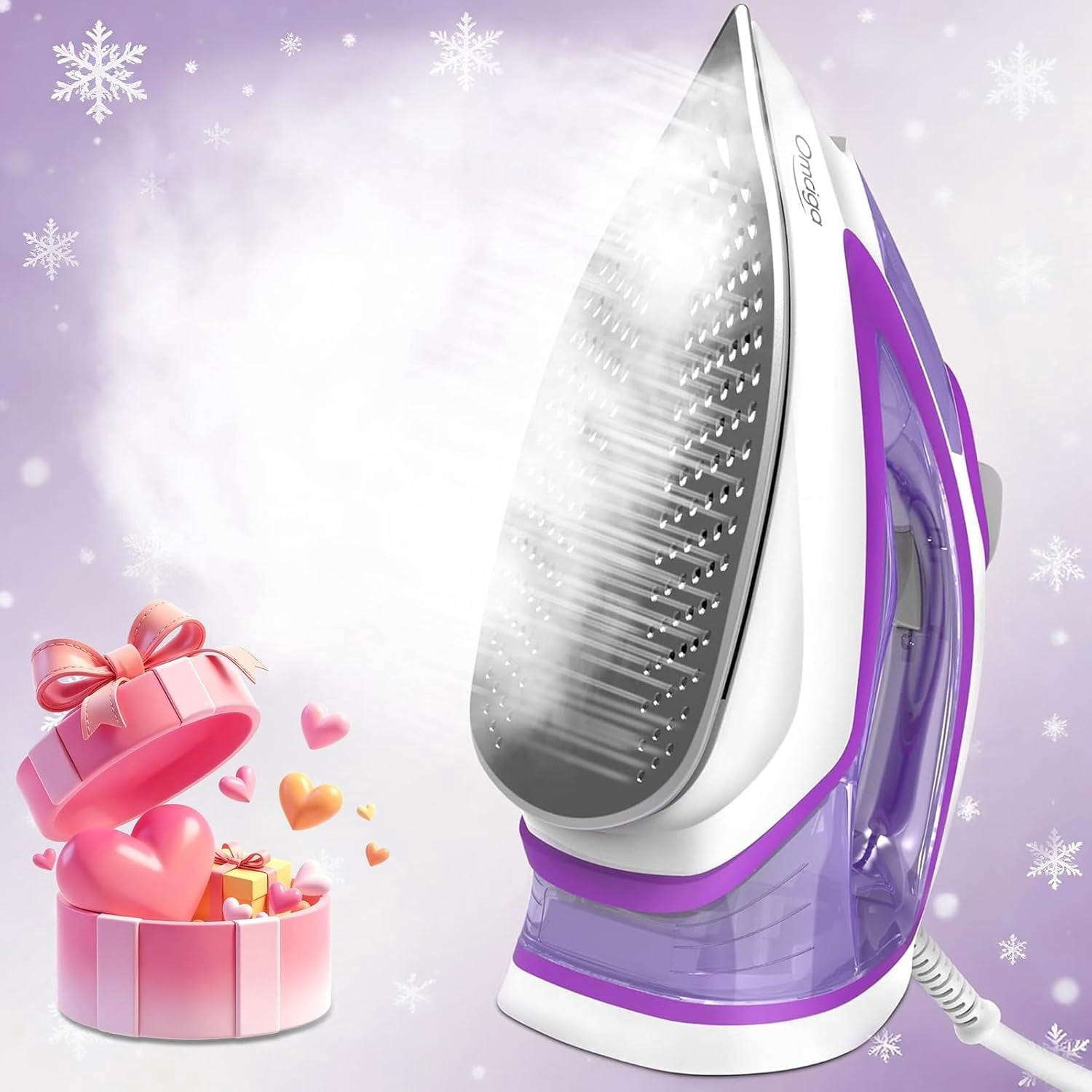 1750W Steam Iron for Clothes, Powerful Steam Iron with Rapid Heating ...