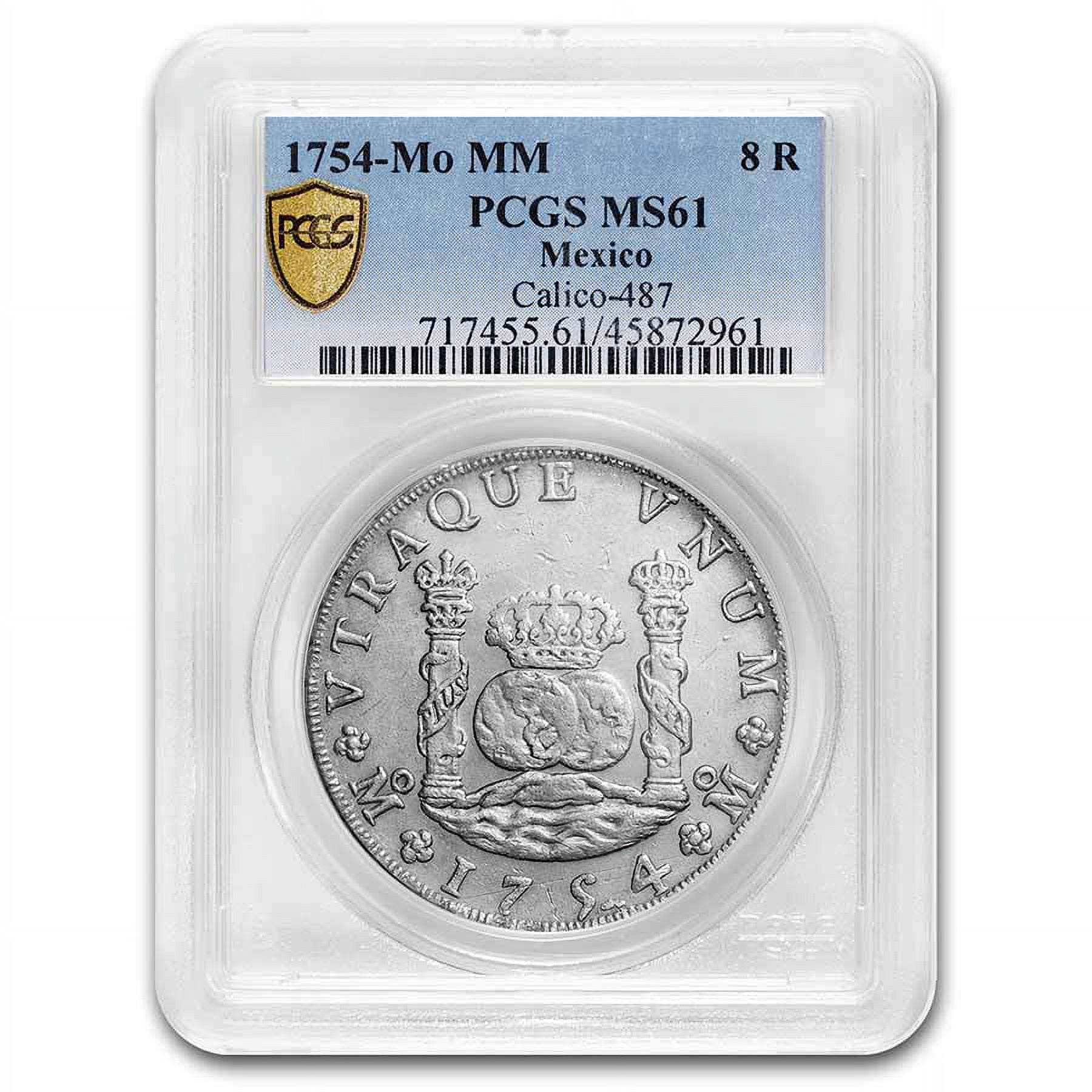 1754 Mo-MF Mexico Silver 8 Reales MS-61 PCGS (Calico-487) - Walmart.com