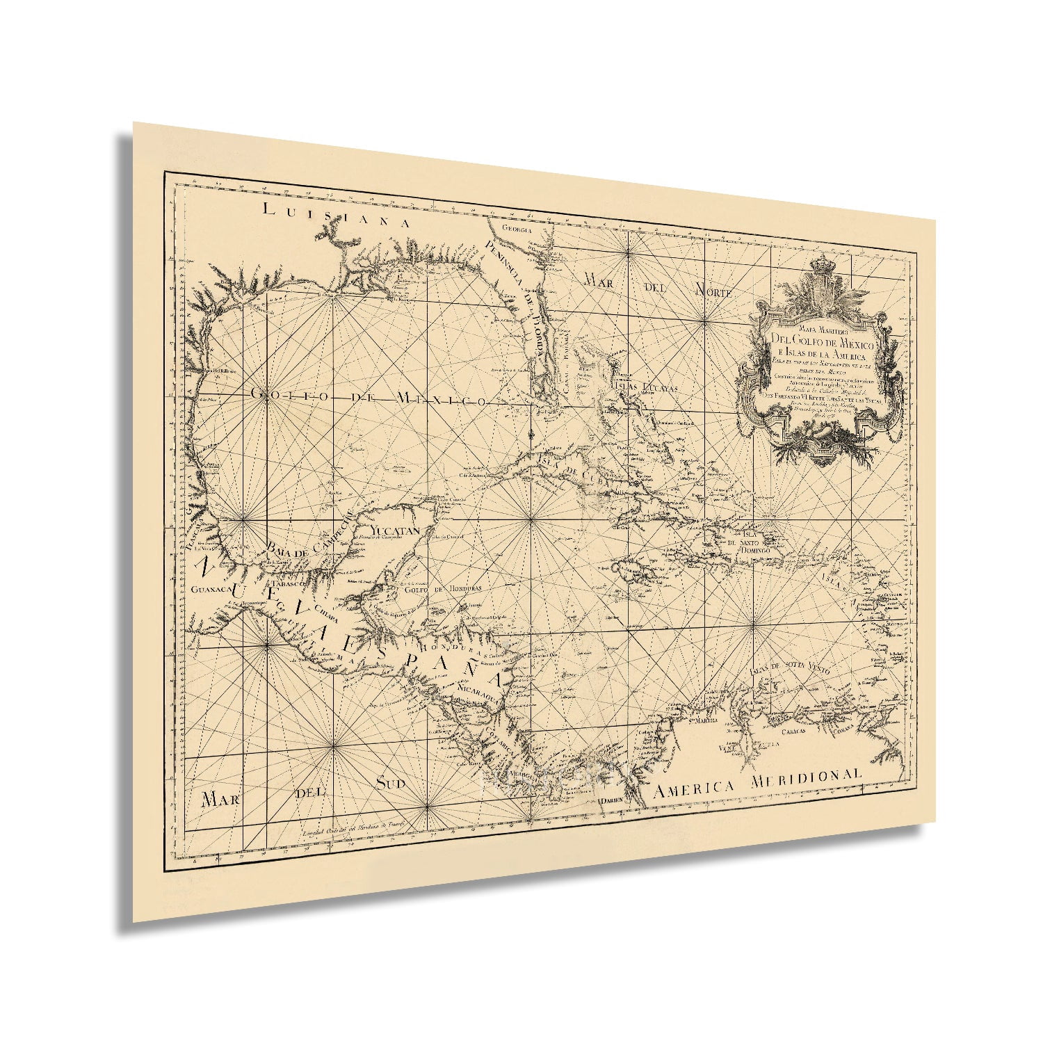 1755 Caribbean Map - Vintage Map of the Caribbean - Old Caribbean ...