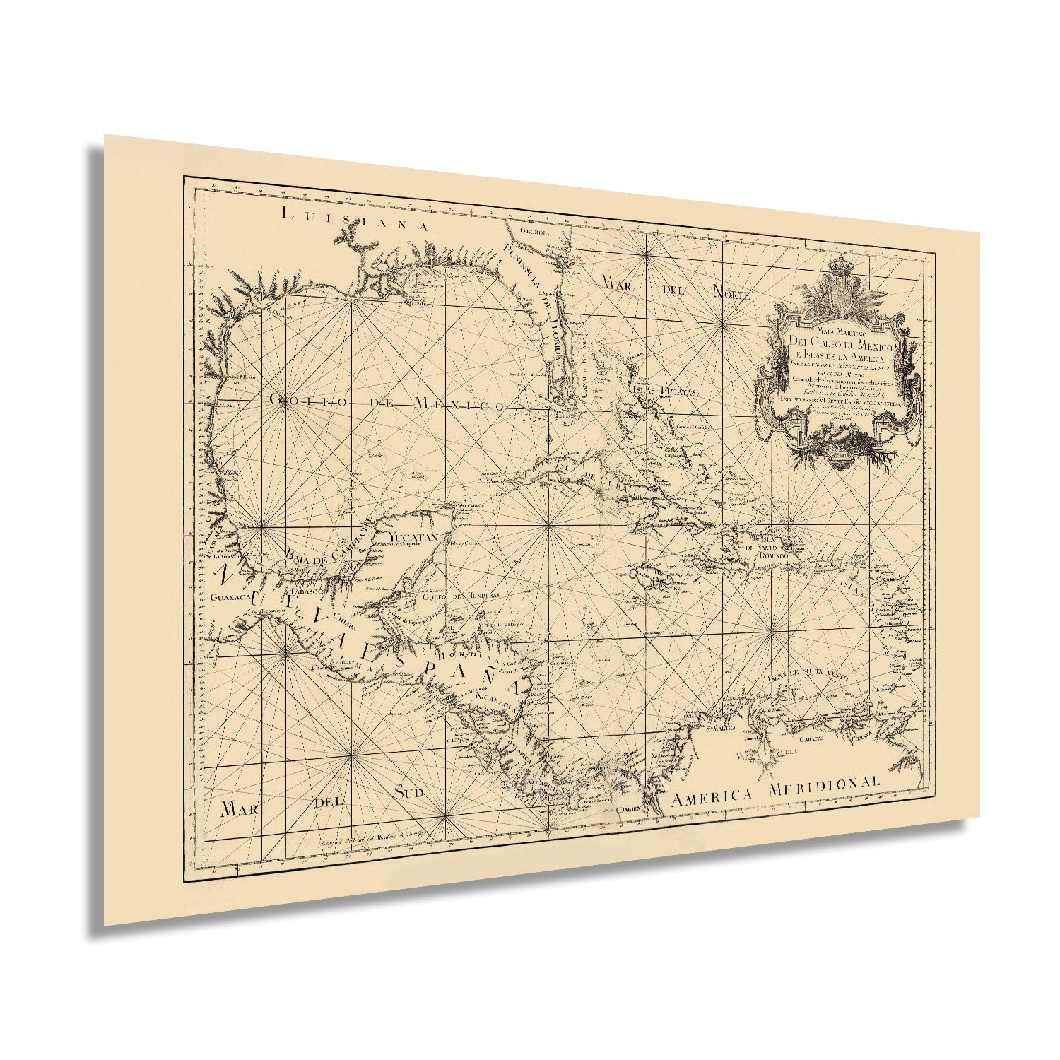 1755 Caribbean Map - Vintage Map of the Caribbean - Old Caribbean ...