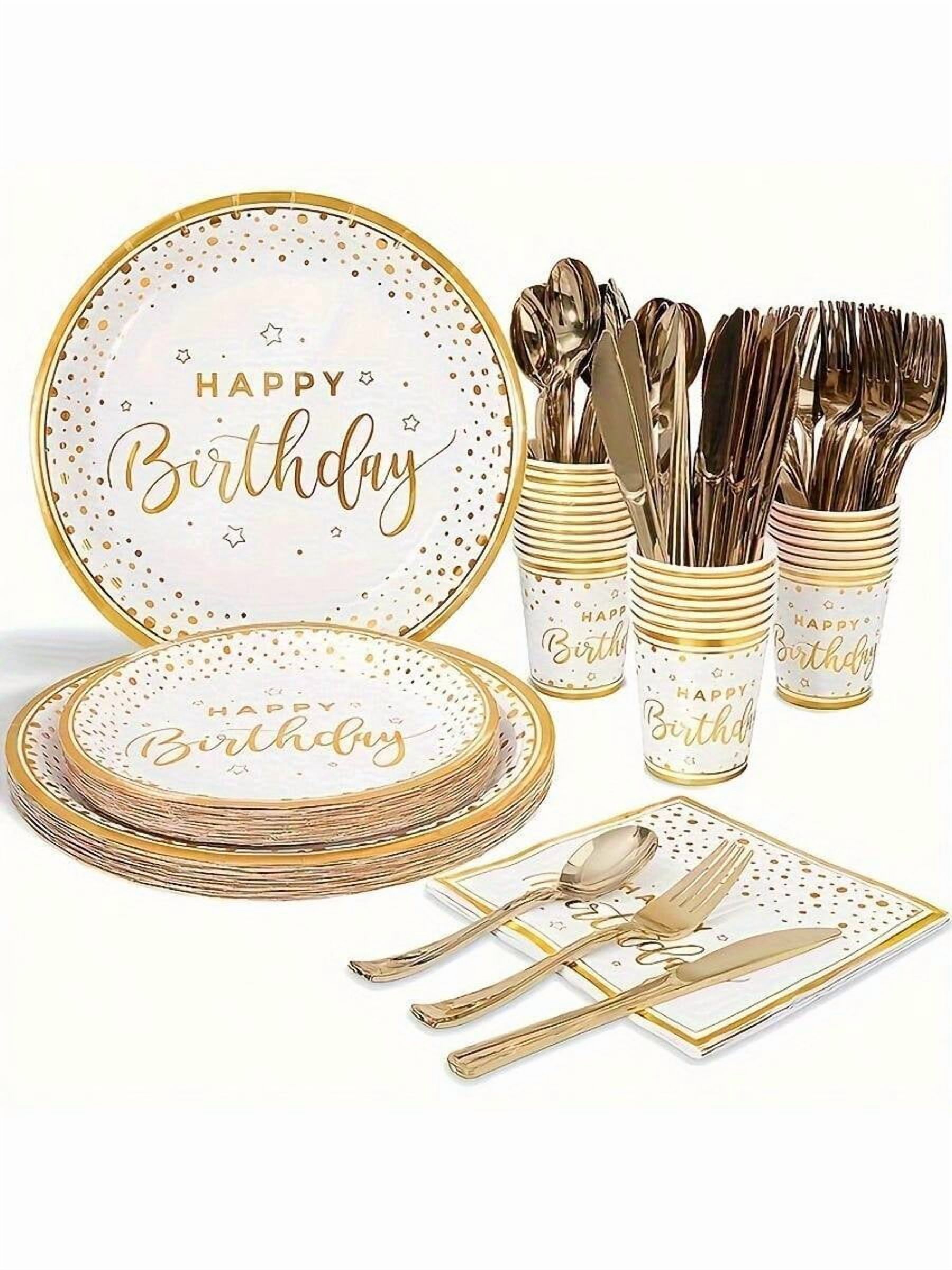 175PCS Happy Birthday Plates And Napkins Party Supplies Disposable ...