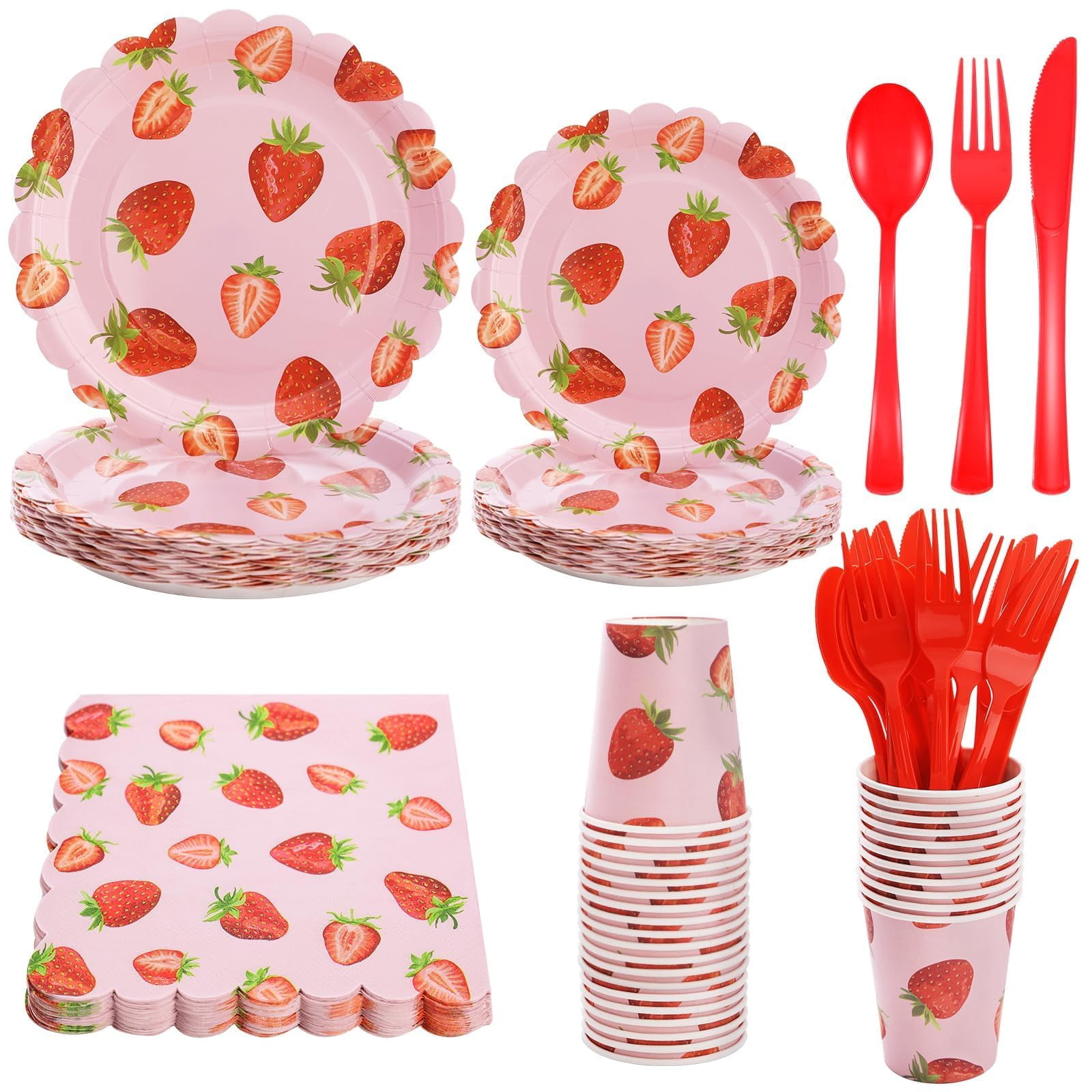 175Pcs Strawberry Plates and Napkins Party Supplies, Strawberry ...