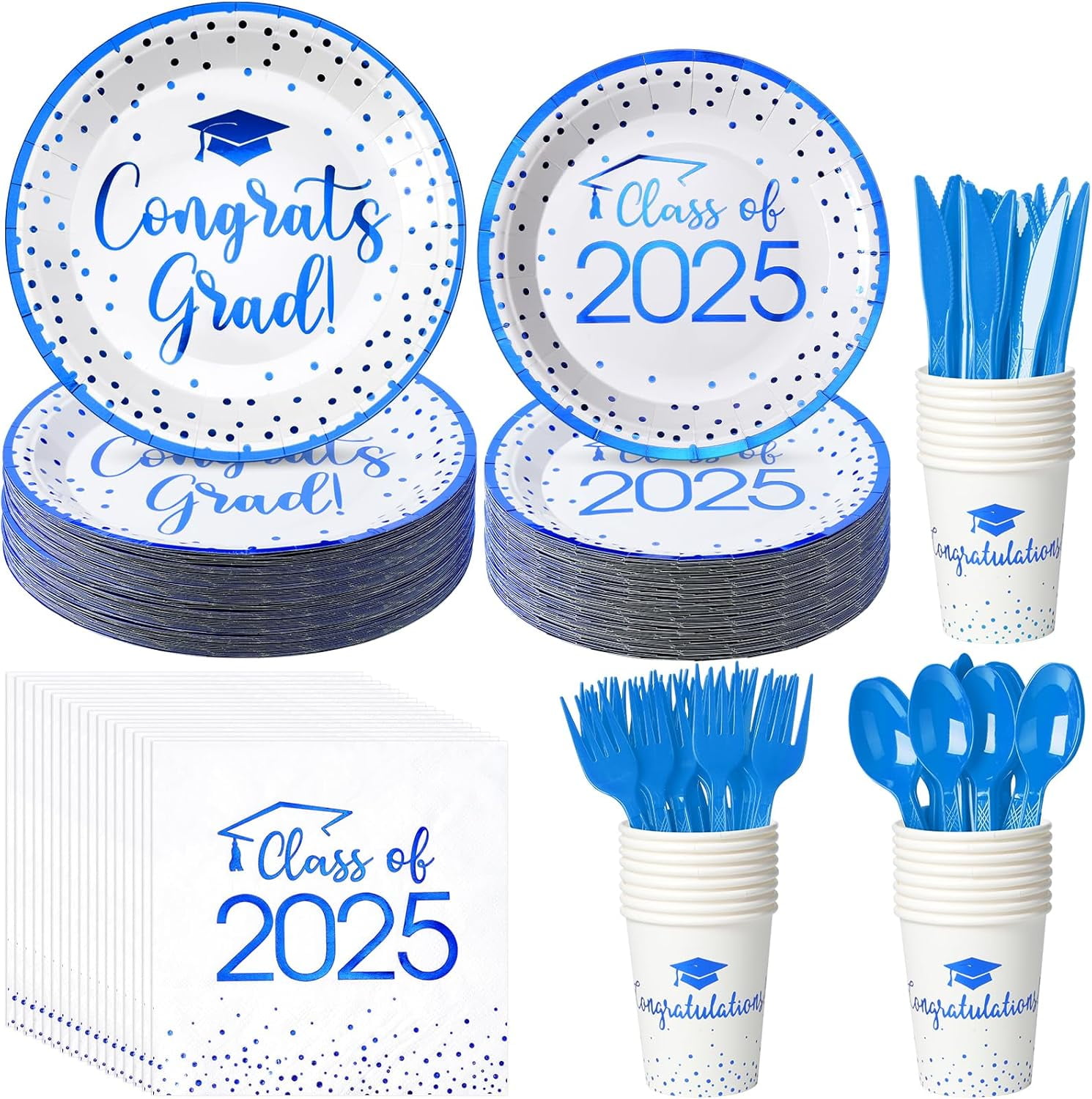 175pcs Class of 2025 Graduation Plates and Napkins Set, Disposable ...